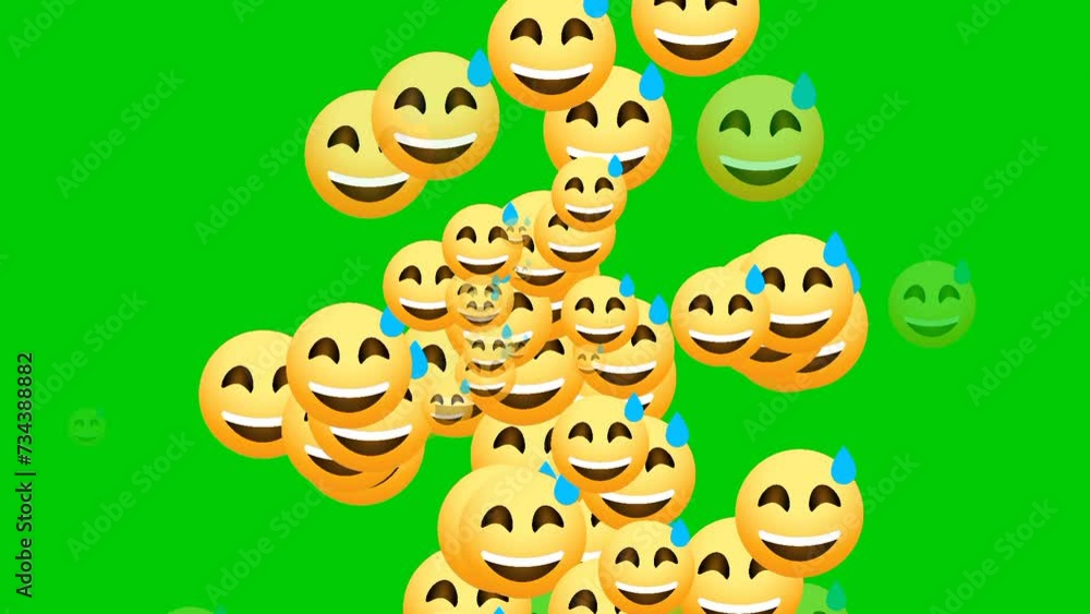 Animation of emoticons with various expressions on a green screen ...