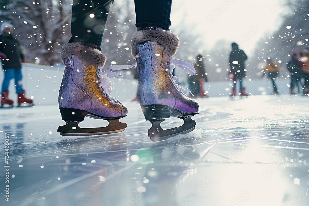 A person gracefully glides on the icy surface, sporting their trusty ...