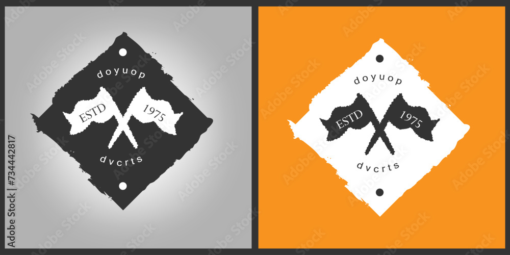 Vintage Two Flag Logo: Classic Design for Timeless Patriotic Brands ...