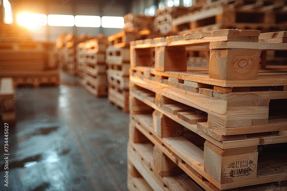 Organized and sturdy, the wooden pallets stand tall in the indoor ...