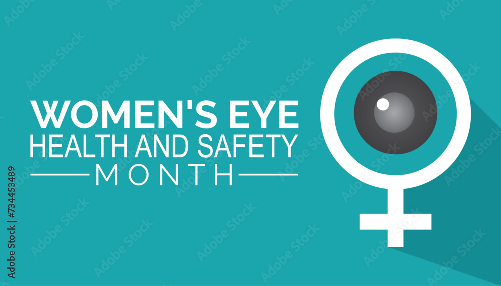 Women's Eye Health and Safety Month observed every year in April. Holiday, poster, card and ...