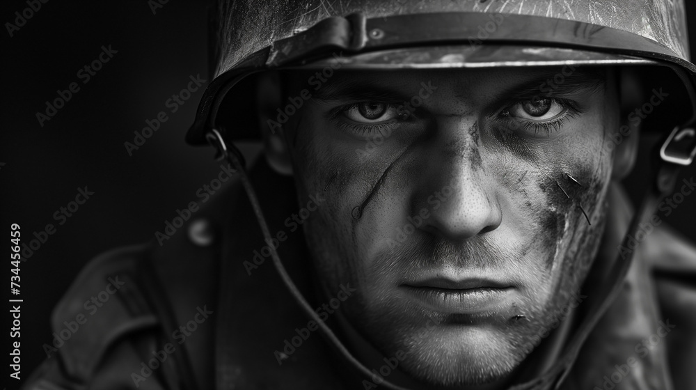 portrait of German soldier on world war 2 battlefield - historical ...