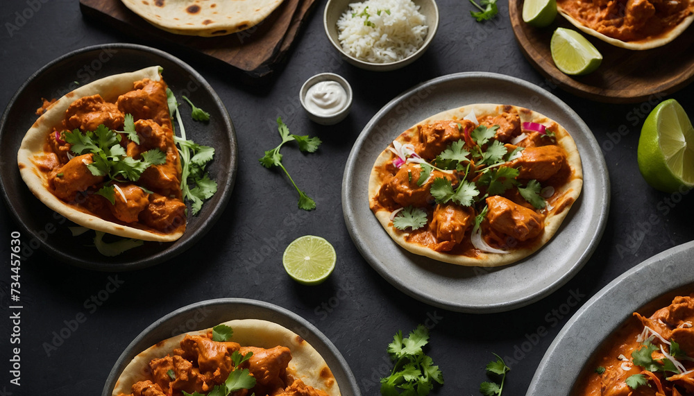 A modern twist on traditional butter chicken by capturing a fusion dish ...