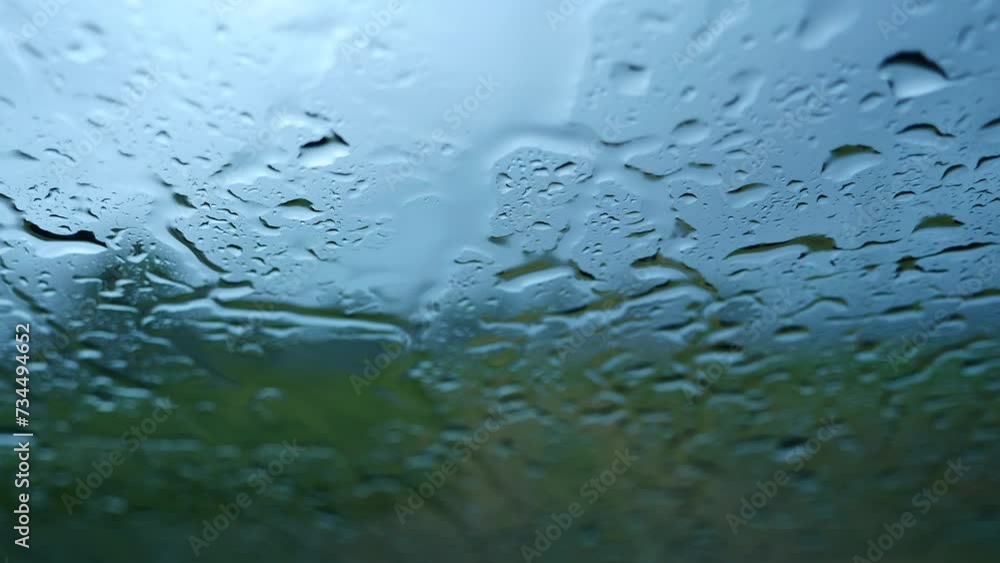 Raindrop on window blue background aqua bubble texture. Rainy water ...
