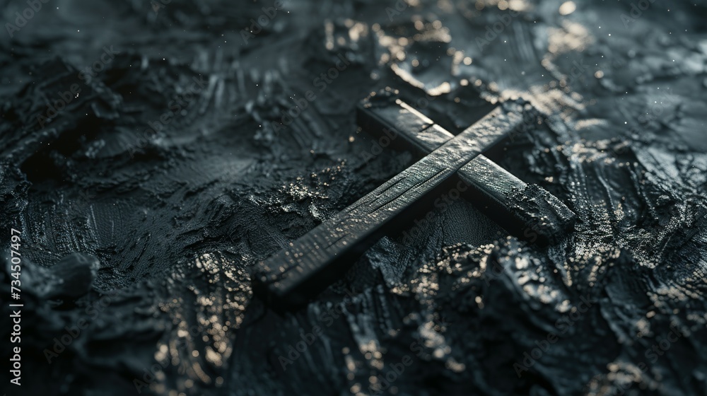 Christian cross and ash as symbol of religion, sacrifice, redemption of ...