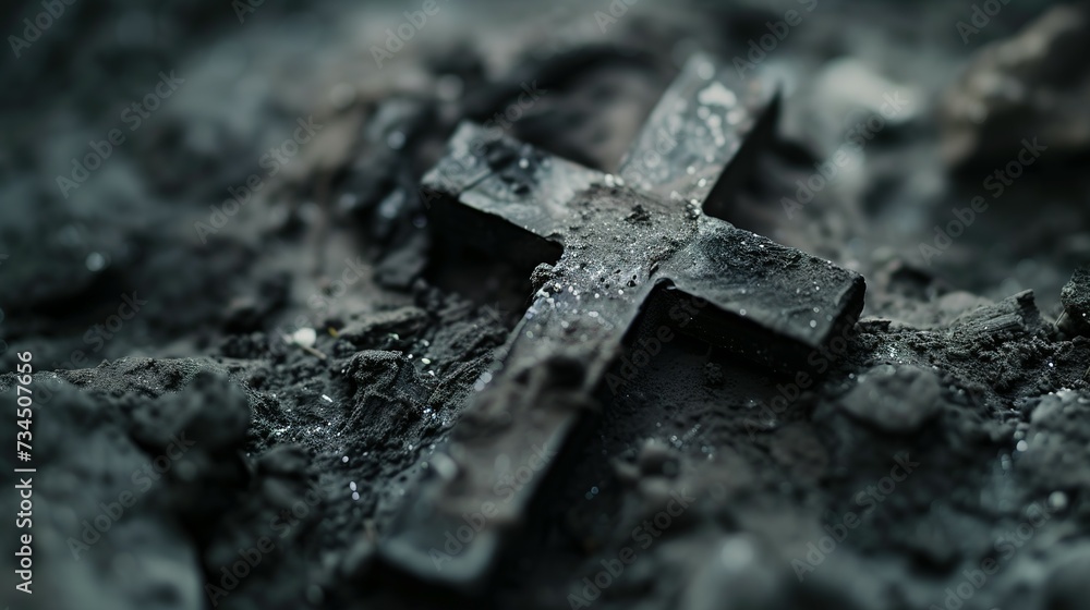 Christian cross and ash as symbol of religion, sacrifice, redemption of ...