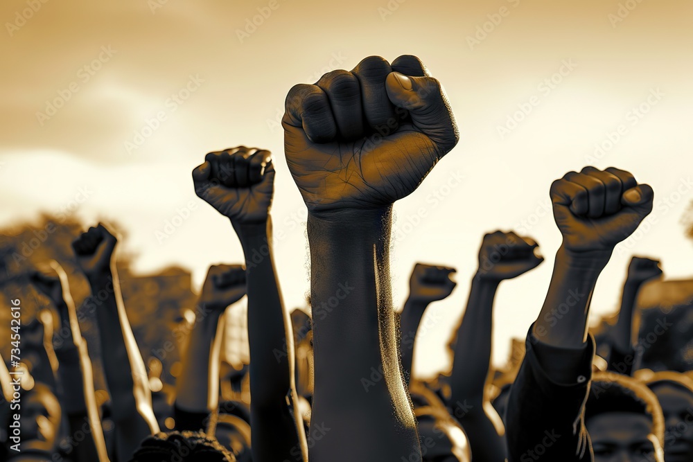 Unity in Action A Powerful Display of Raised Fists Symbolizing ...