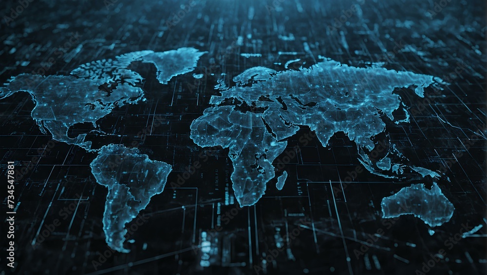 world map on blue background, view of Earth, with continents outlined ...