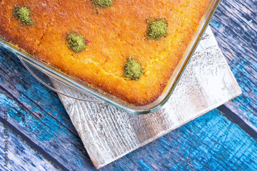 Turkish Dessert Background, Traditional Turkish Pistachio Sugarpare ...