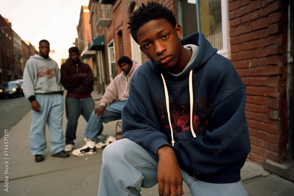 Teen gang juvenile delinquent kids on a city street Stock Photo | Adobe ...