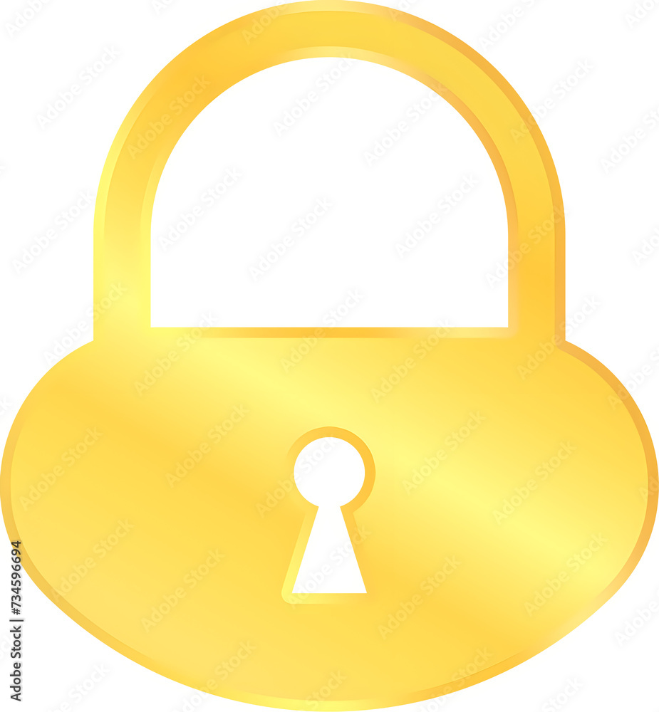Flat gold lock sign icon png element for security safety protection ...