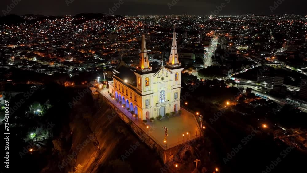 Basilica Of Penha At Rio De Janeiro Brazil. Church Downtown. Night ...