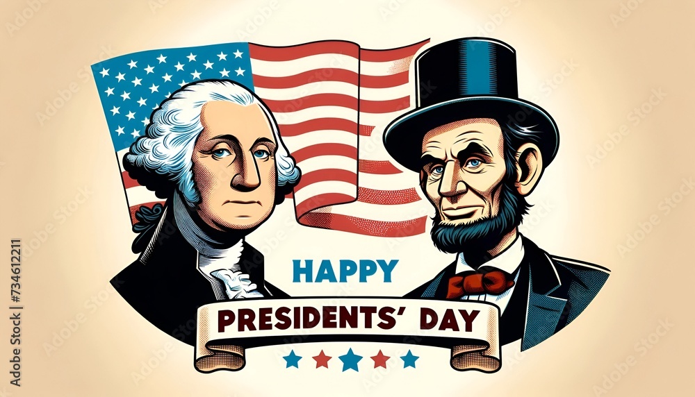 Cartoon Iillustration of george washington and abraham lincoln for ...