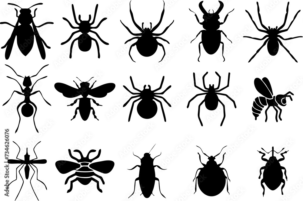 Pests and insect icons.High quality insect icons like beetle, butterfly ...