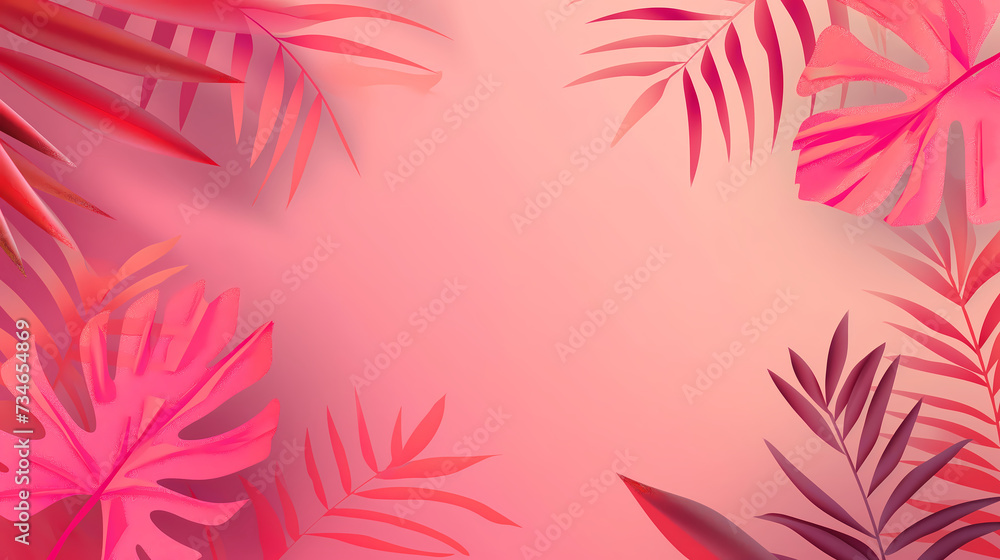 Tropical ferns and palm fronds, in magenta colorway; background image ...