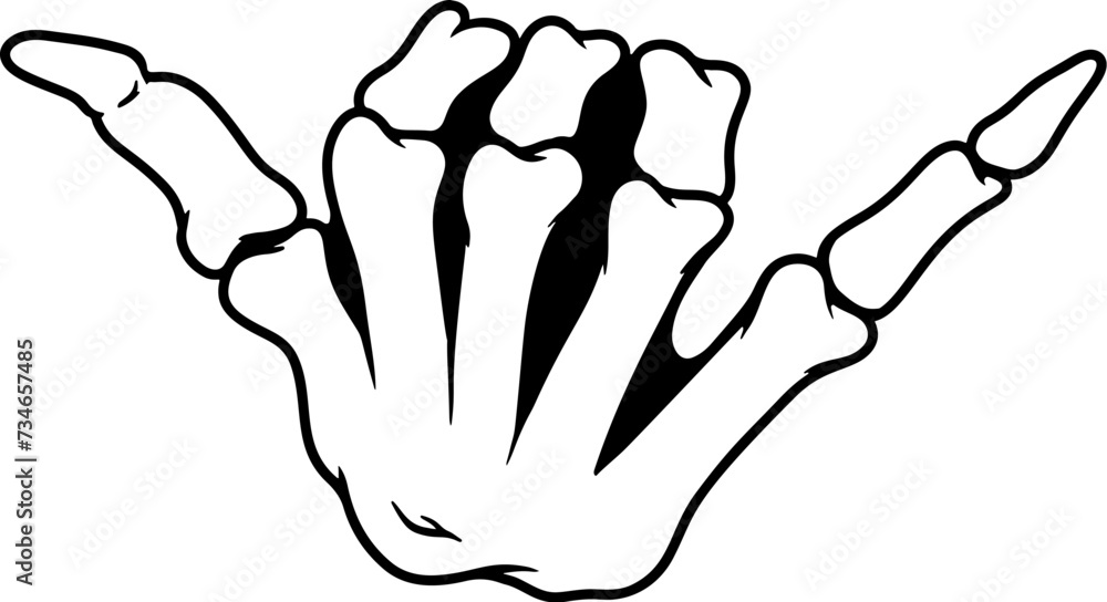 Skeleton hand with shaka sign. Vector illustration Stock Vector | Adobe ...