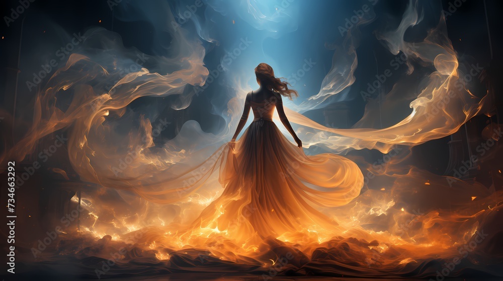 A symphony of ethereal wisps of fog illuminated by an unseen light ...