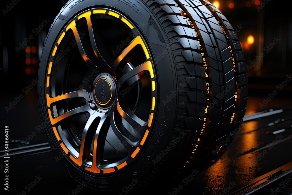Car wheels for the cars of the future, Futuristic sports car tyre ...