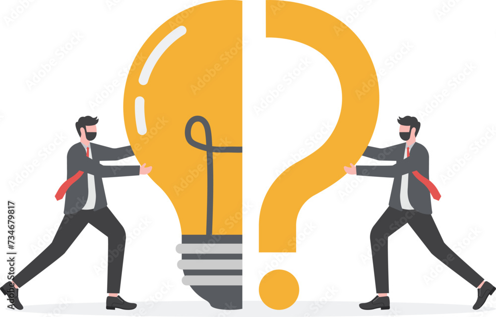 problem solving concept, business people standing with question marks ...