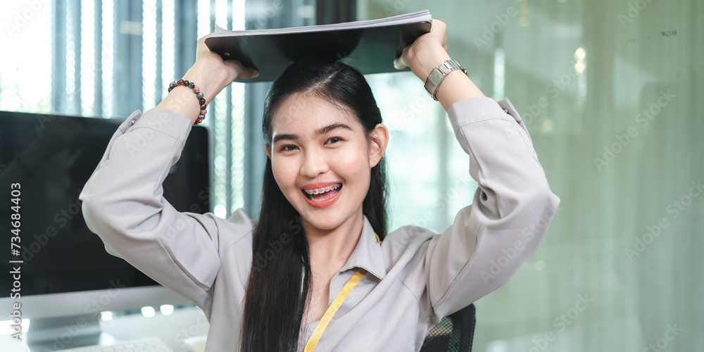 Happy confident smiling young professional Asian business woman ...