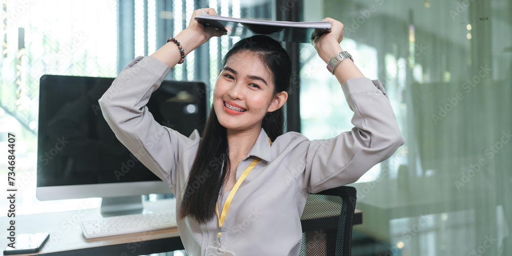 Happy confident smiling young professional Asian business woman ...