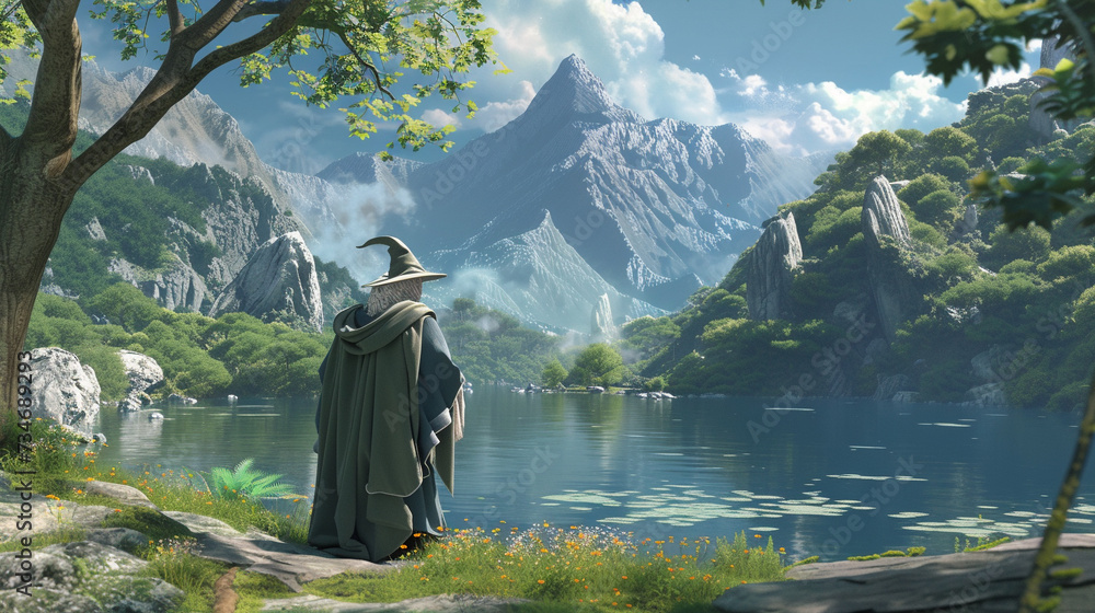 Witness a scenery filled with powerful wizard in a state of serenity ...