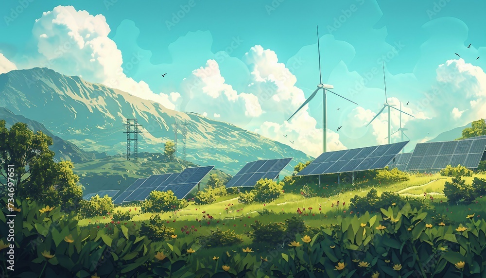 Renewable Energy Solutions: Harnessing Nature's Power, Illustrate ...