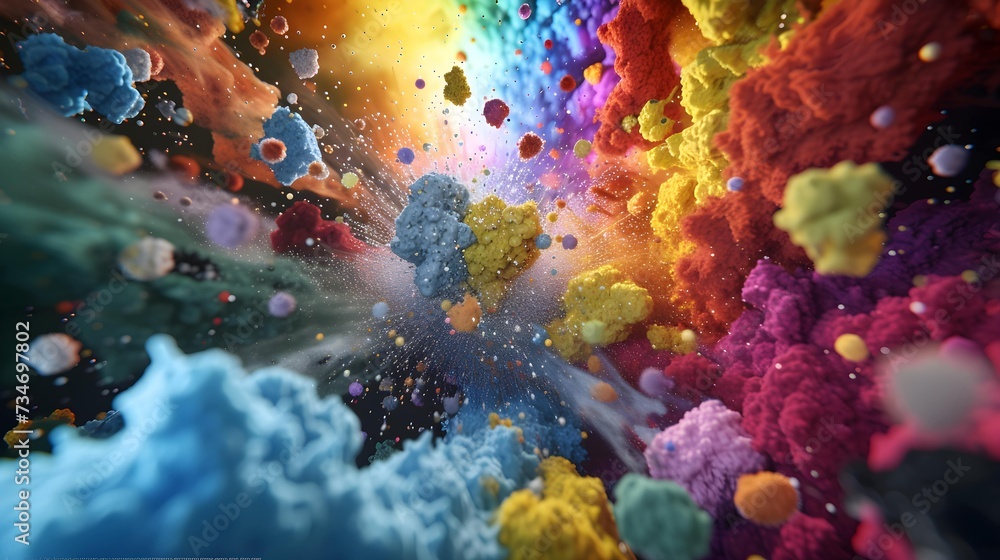 Scanning electron microscope" pouring picture explosion of a rainbow ...