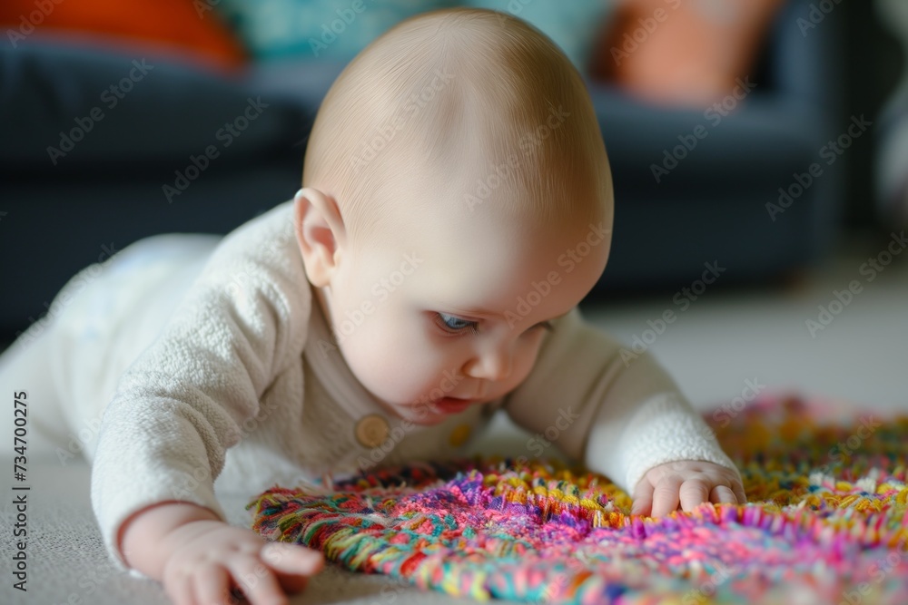 baby touching textures, developing sensory cortex highlighted Stock ...