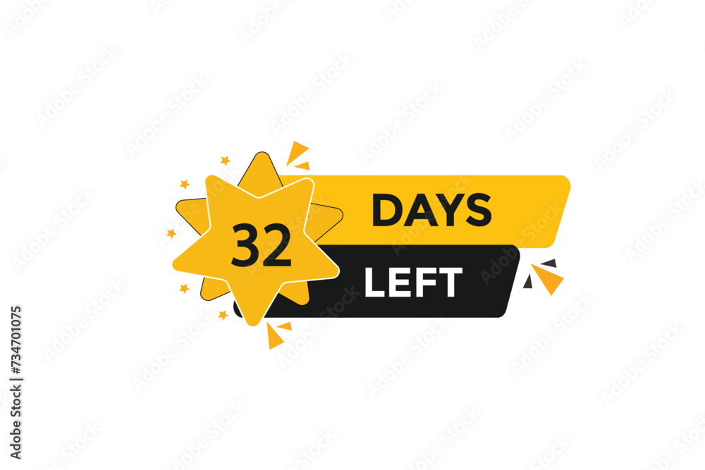 32 days left countdown to go one time, background template,32 days left ...