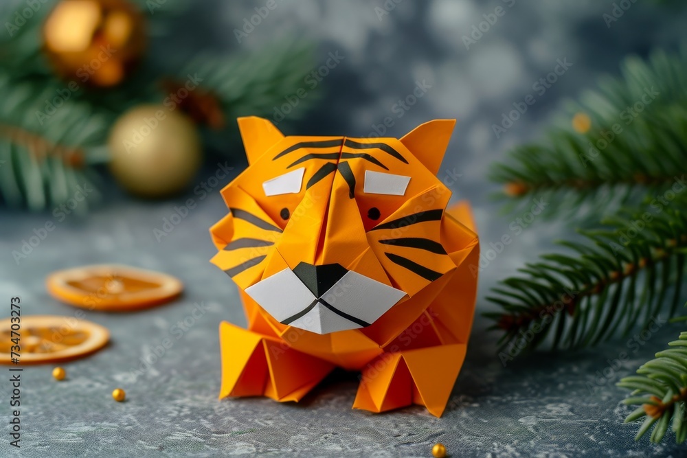 DIY photo instructions for creating a paper tiger bookmark as a symbol ...