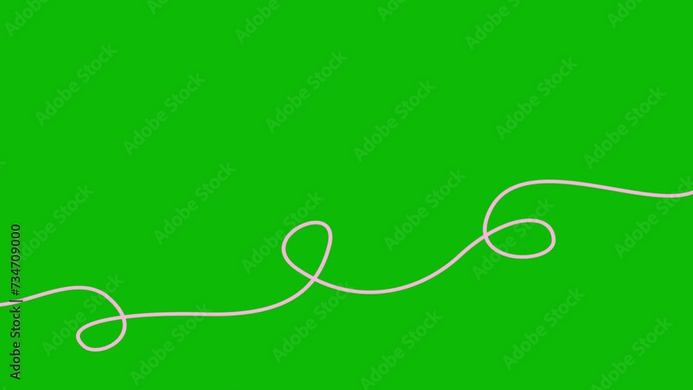 Animated pink tape appear and disappear. Decorative line with loops ...