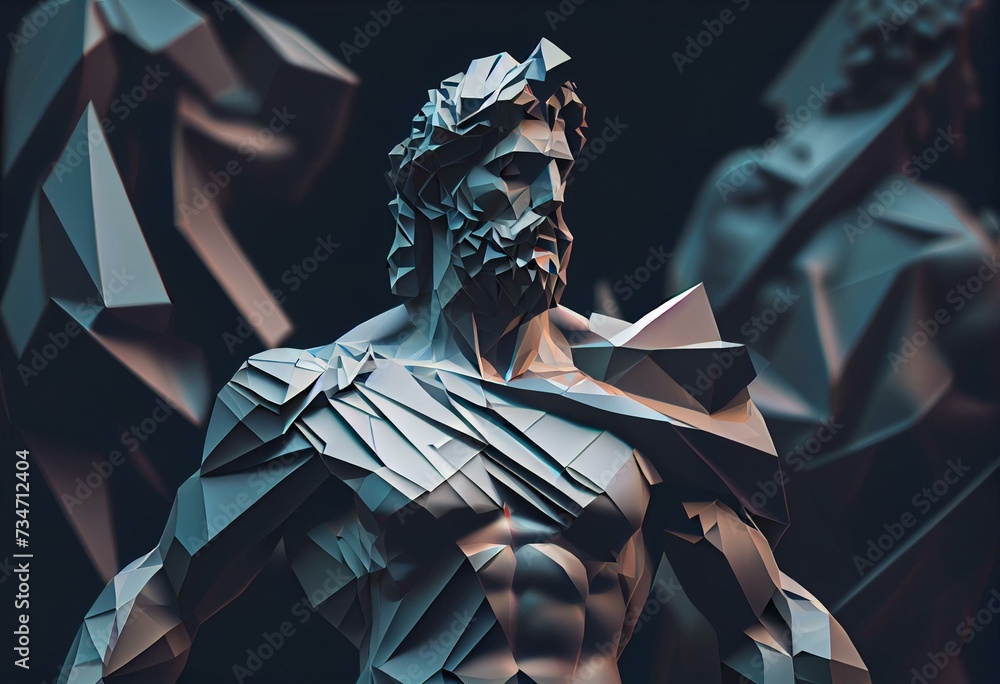 Low poly greek statue neural network style wallpaper background concept ...