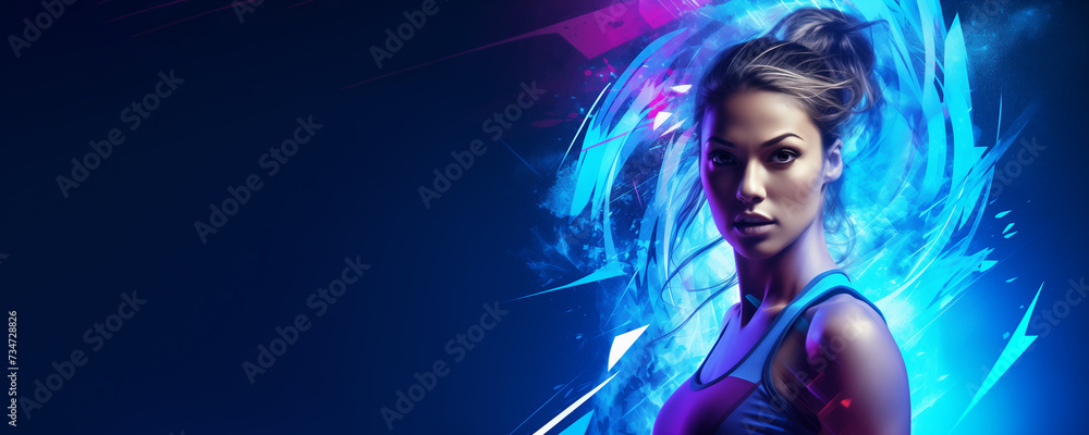 Female fitness model activewear background banner with copy space Stock ...