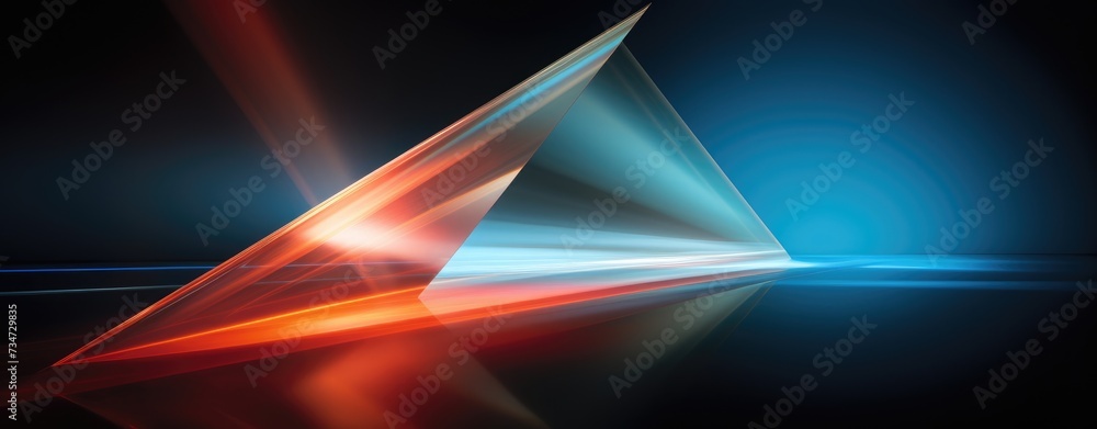 Abstract Triangular Prism with Blue and Red Light Reflections Stock ...