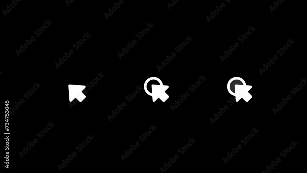 Cursor arrow and hand clicking motion graphic with alpha channel. Mouse pointer click icon ...