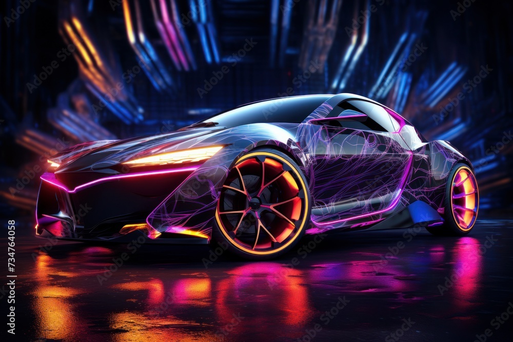 Neo color futuristic car image download, HD Futuristic Car Background ...