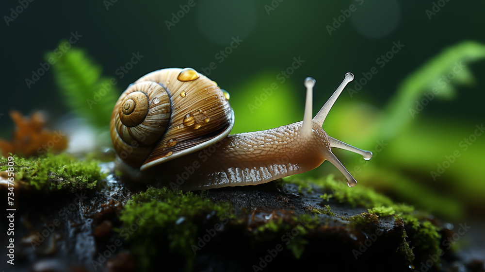 Snail live in the rain forest, Close-up, Macro image of a snail ...