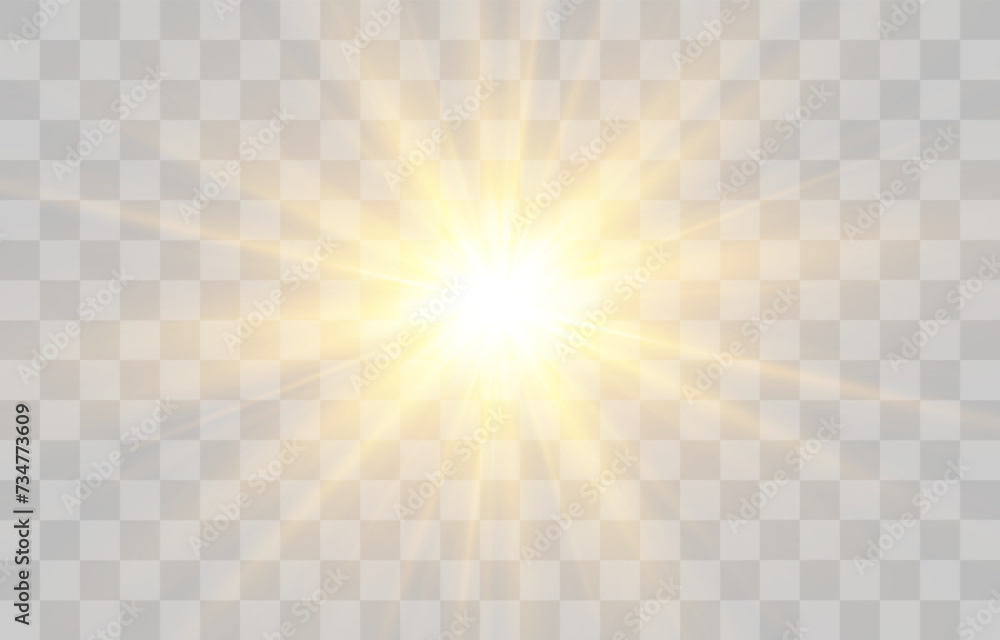 Vector transparent sunlight, special flash light effect. Glow light ...