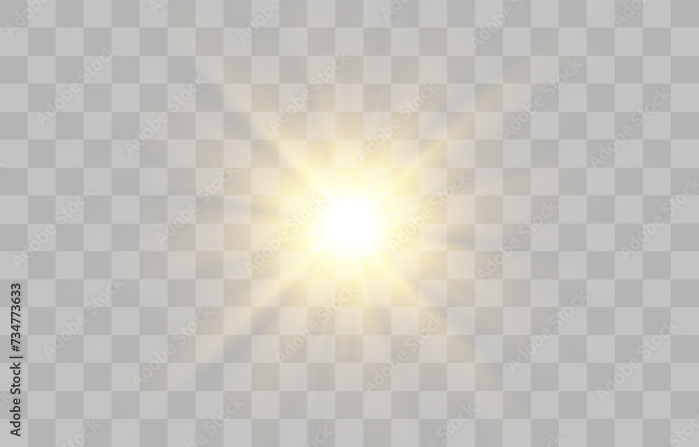 Vector transparent sunlight, special flash light effect. Glow light ...