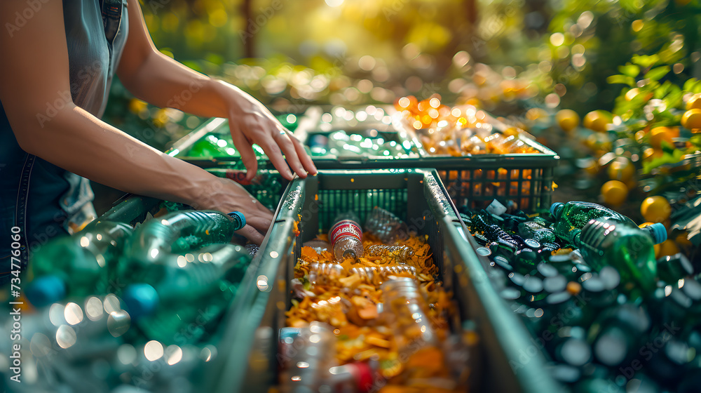 An individual engaging in the eco-friendly activity of sorting various ...