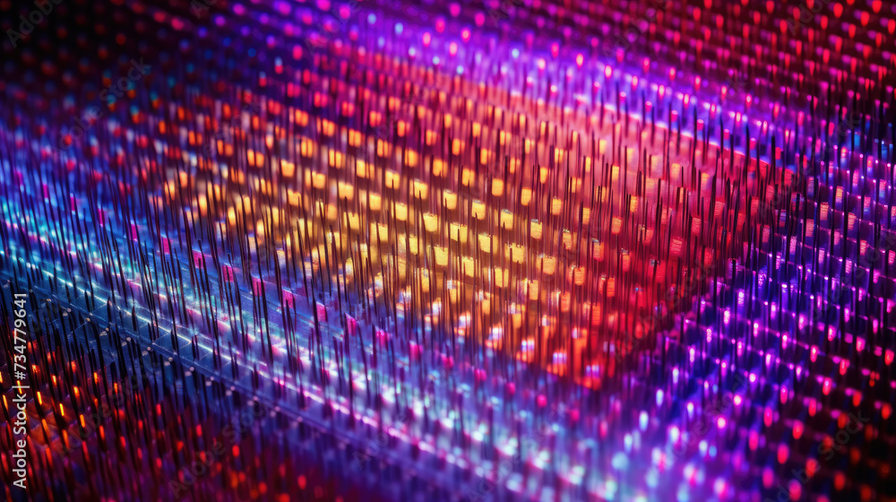 Detailed diagonal view of a square texture activated multi color micro ...