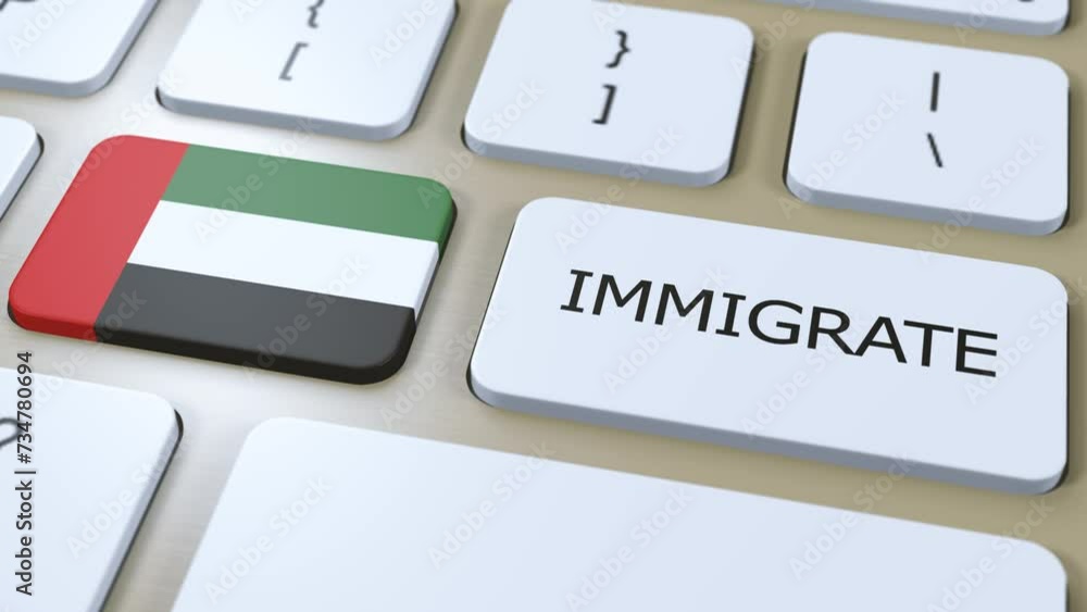 United Arab Emirates UAE Immigration Concept Animation. Country Flag ...