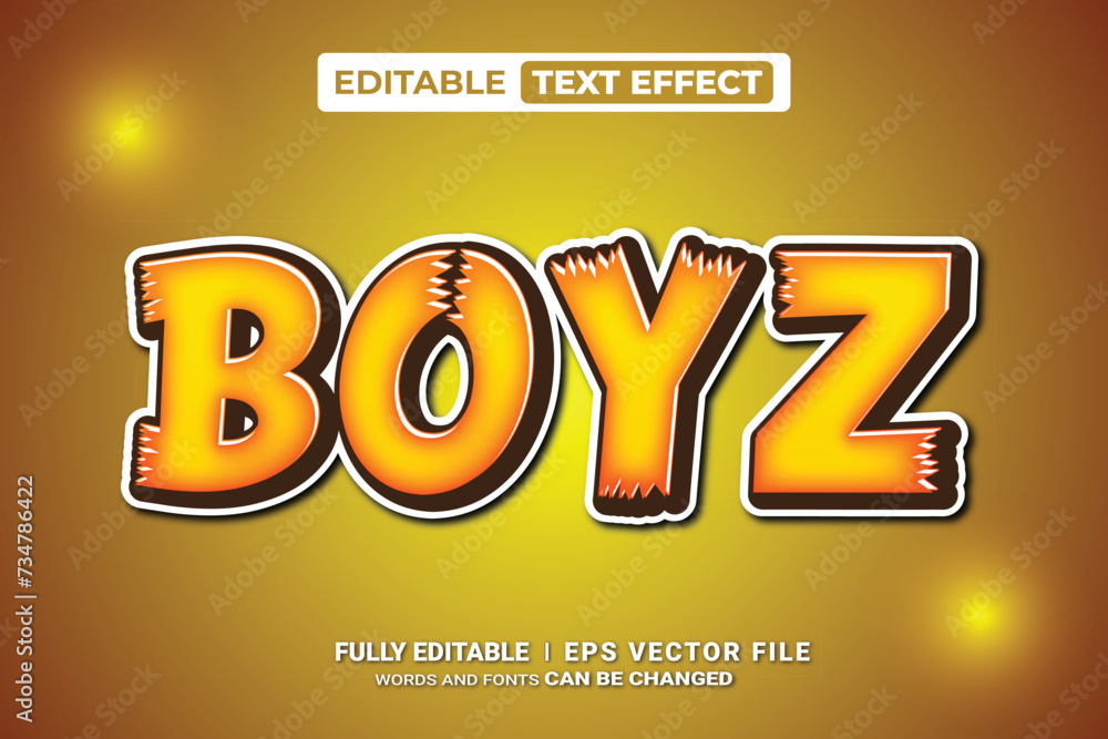 Boyz text effect editable font style Stock Vector | Adobe Stock