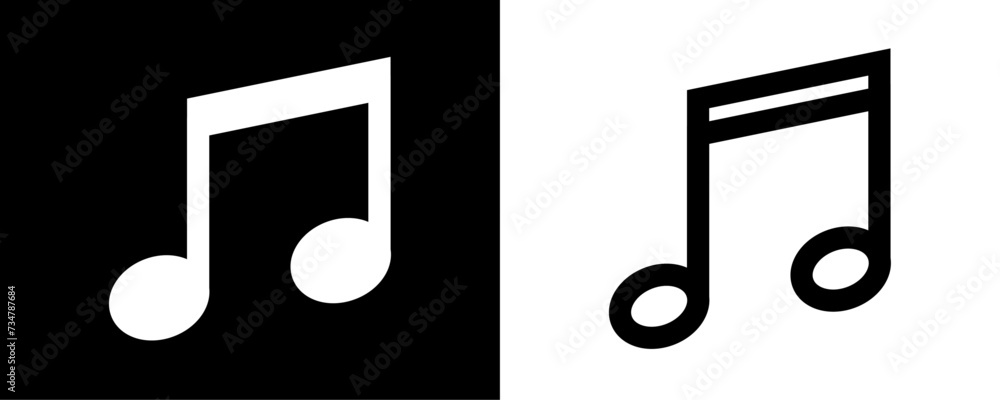 Music symbol icon on a isolated background. Linear And Filled Song icon ...