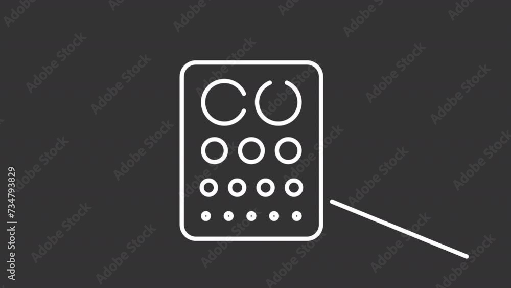 Vidéo Stock Animated eye test white icon. Vision diagnostic line ...