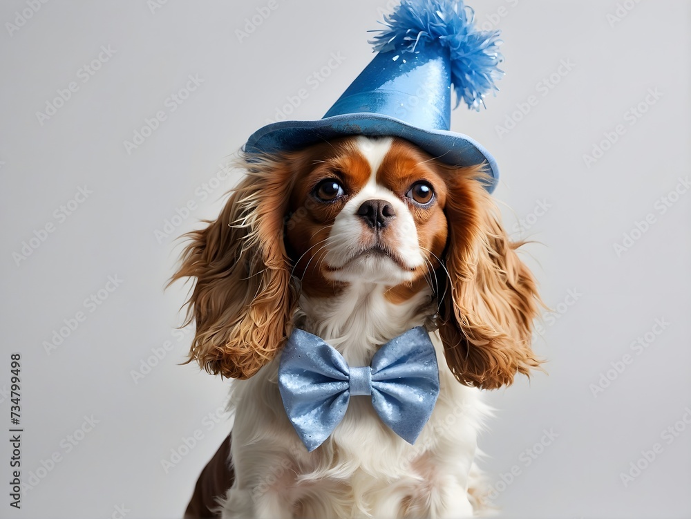 Cavalier King Charles Spaniel dressed up for a birthday celebration ...