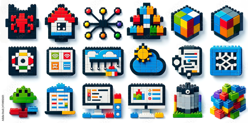 Intricately Designed Programming Icons Depict Diverse Tech Concepts and Digital Operations in ...