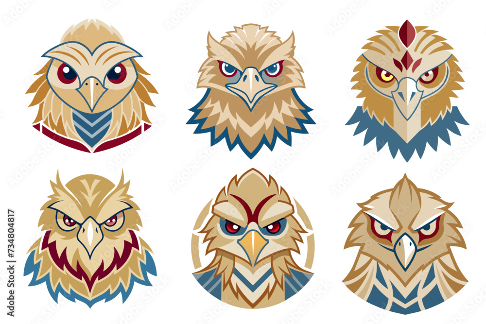 Ragi Bird Face Set, Bird Face Cartoon, Bird Vector Illustration, Modern ...