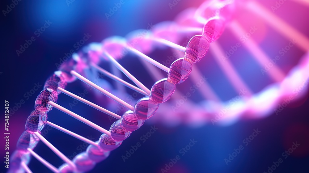 3d illustration of dna gene model Science background with superior dna ...